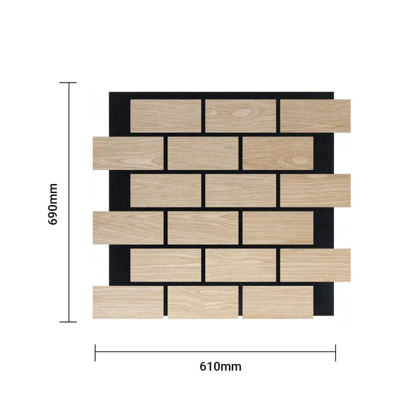Brick Pattern Acoustic Wall Panel - PET + MDF Size: 610 x 690 x 17 mm