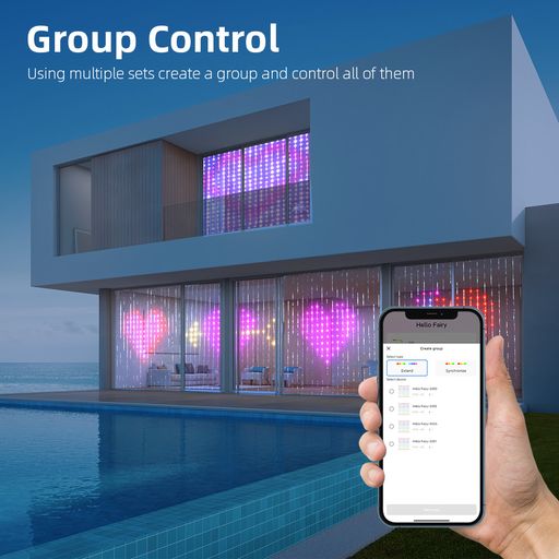 ENERJ Smart Curtain Fairy Lights 2x2 Meters of 400 LEDs, Remote Includ