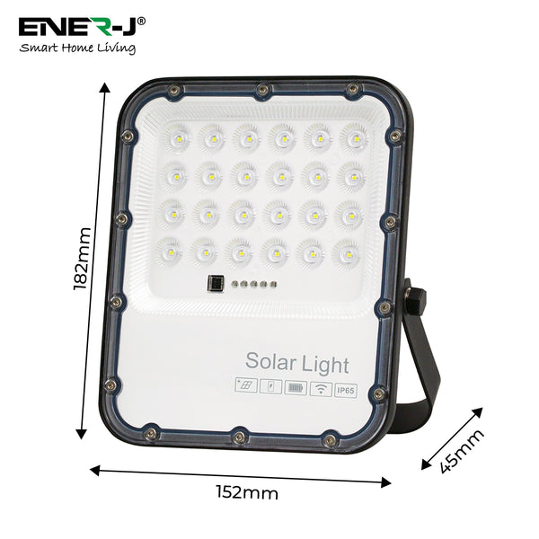 50W LED Floodlight Outdoor with Solar Panel, IP65 Waterproof, 1100 Lum