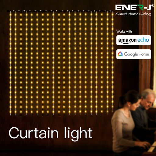 ENERJ Smart Curtain Fairy Lights 2x2 Meters of 400 LEDs, Remote Includ