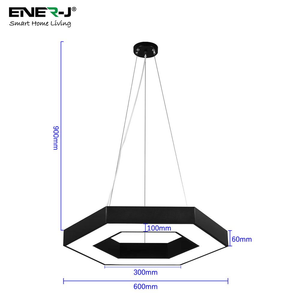 Hollow Hexagon Pendant Lights D600*100*60mm 25W 6500K 45lm/W Black Col