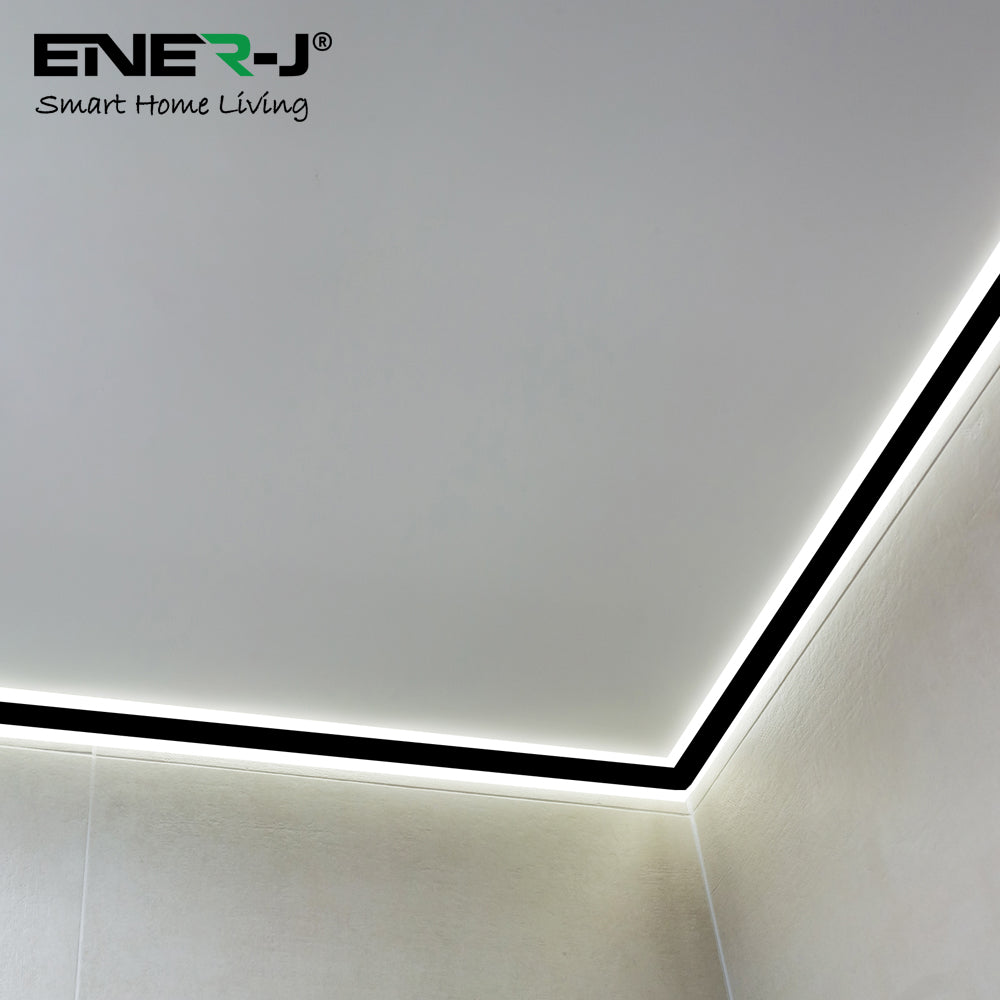 Gypsum LED Cove Light 45 Degree Corner Aluminum Profile- Black, 1 Mete