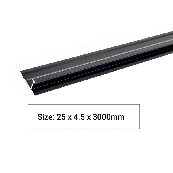 Aluminium Invisible Line Trims for 4mm SPC Wall Panels, Black Size: 25