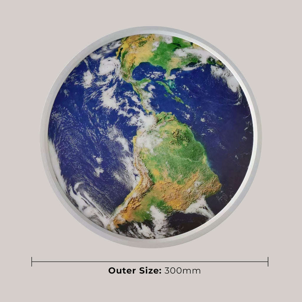 Surface mounted Earth LED Ceiling Light, 2D Printed Earth Light Shade,