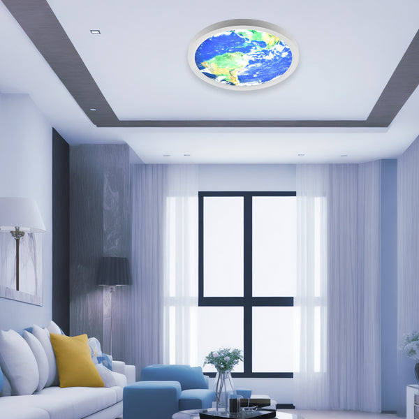 Surface mounted Earth LED Ceiling Light, 2D Printed Earth Light Shade,