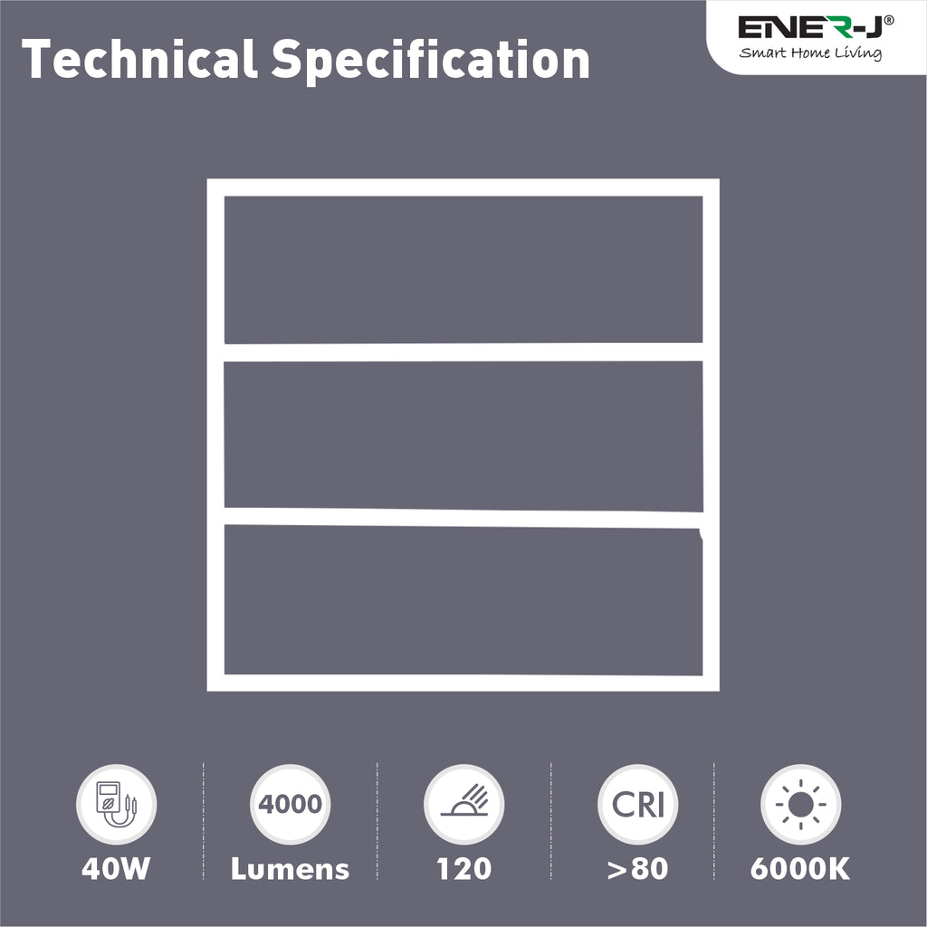 Pack of 2 Edgelit Borderline LED Panel with Middle Bars 40W 4000 Lumen