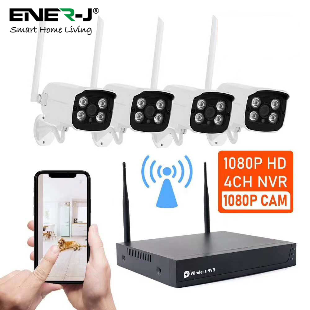 Wireless Security CCTV System with 4 IP Cameras, 8CH NVR, Smart Motion