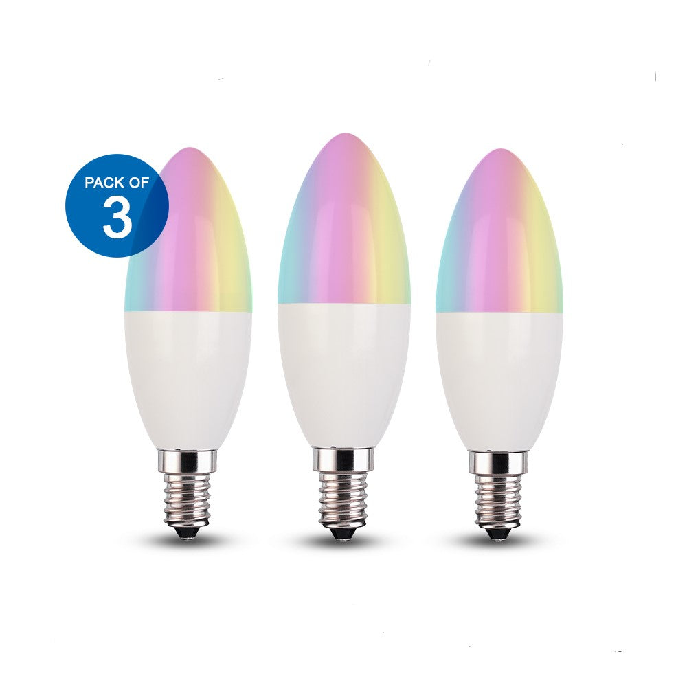 Colour Changing RGB Candle Lamp | E14 Smart Candle Bulb | Pack of 3 ...