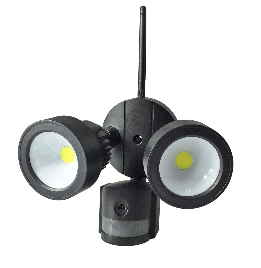 Twin LED Floodlight with PIR Motion Sensor & Camera