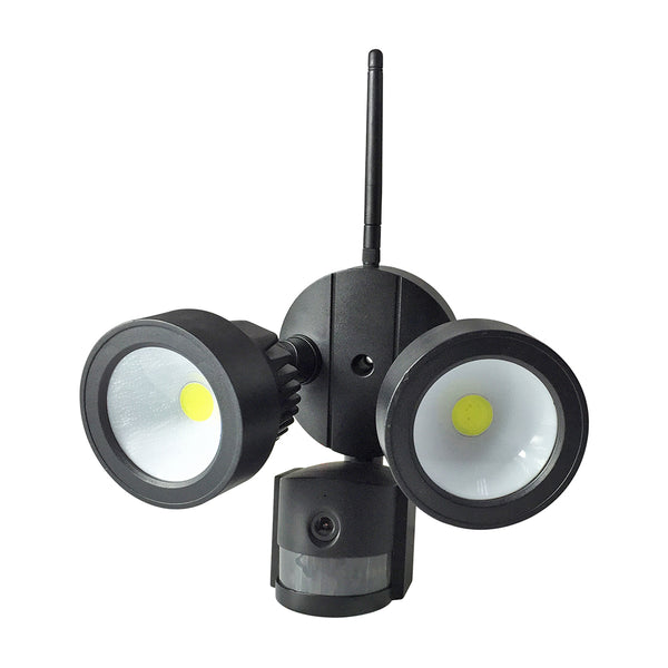 Twin LED Floodlight with PIR Motion Sensor & Camera