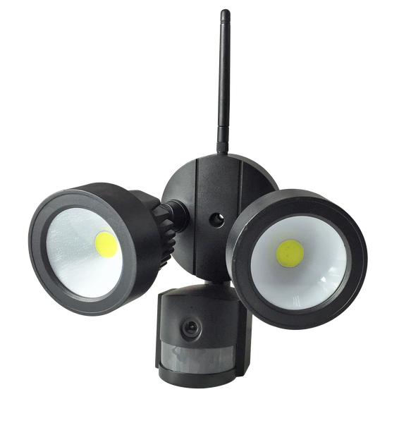 Twin LED Floodlight with PIR Motion Sensor & Camera