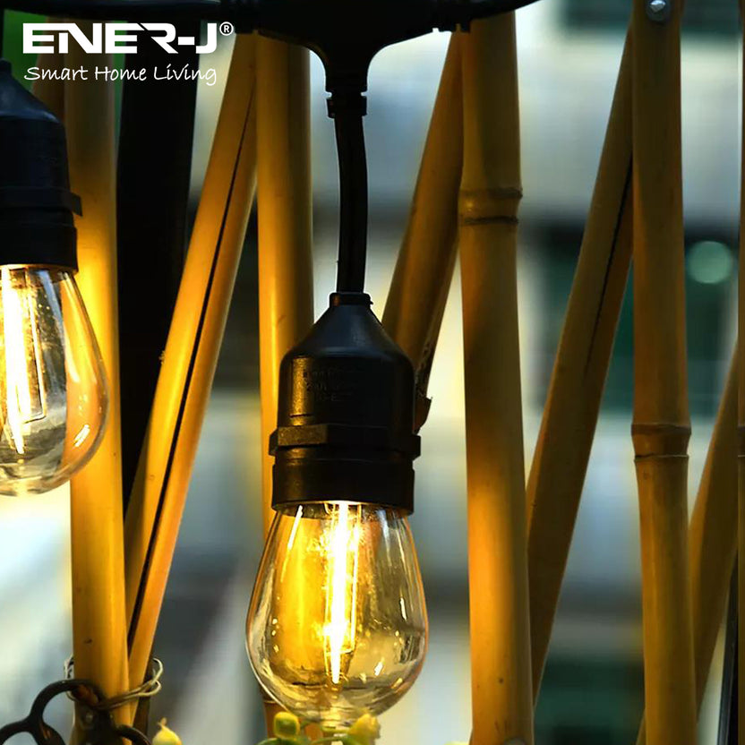 Ener-J 100ft LED String Light Kit | 30 x 1W Vintage Filament Bulbs